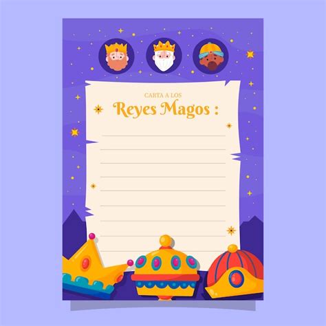 Plantilla De Carta De Reyes Magos Plana Vector Gratis