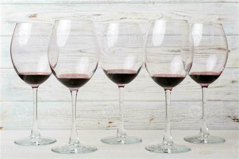 Many Glasses Of Red Wine At Wine Tasting Concept Of Red Wine On
