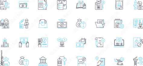 Budgeting Strategy Linear Icons Set Allocation Frugal Planning