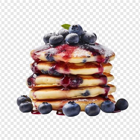 맛있는 블루베리 리코타 팬케이크가 투명한 배경에 고립되어 있습니다 무료 Psd 파일