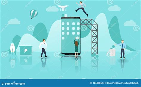 Mobile App Development Process Abstract Concept Vector Illustration Set