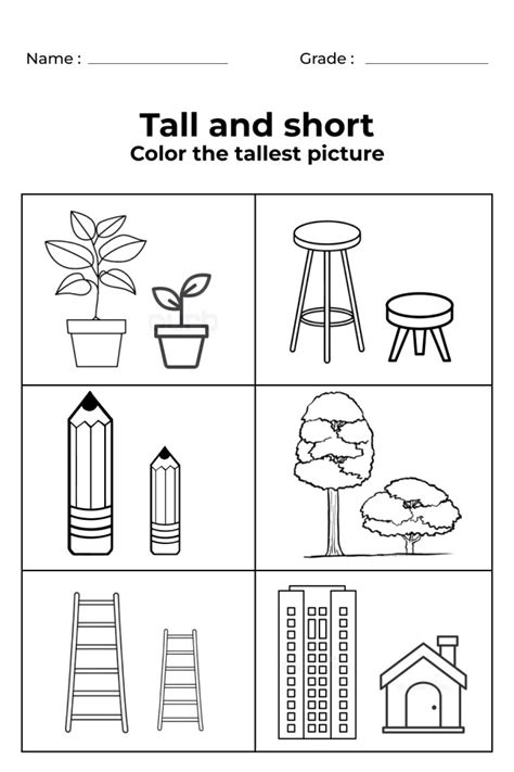 Tall And Short Worksheets For Preschool And Homeschooling 1thousandideas