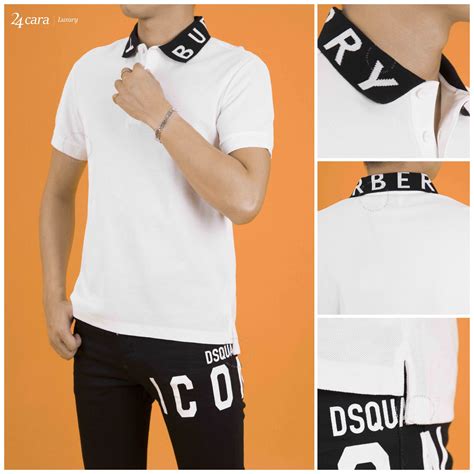 BURBERRY LOGO INTARSIA COTTON PIQUE POLO SHIRT