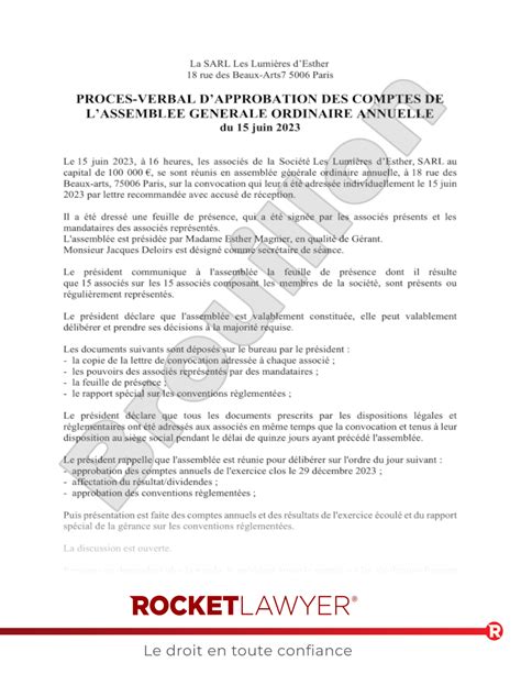 PV D Approbation Des Comptes Annuels