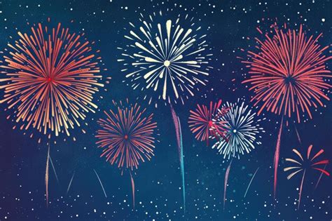 fogos de artifício caprichosamente ilustrados criando uma cena mágica e