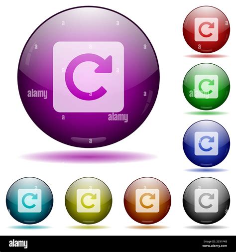 Rotate Right Icons In Color Glass Sphere Buttons With Shadows Stock Vector Image And Art Alamy