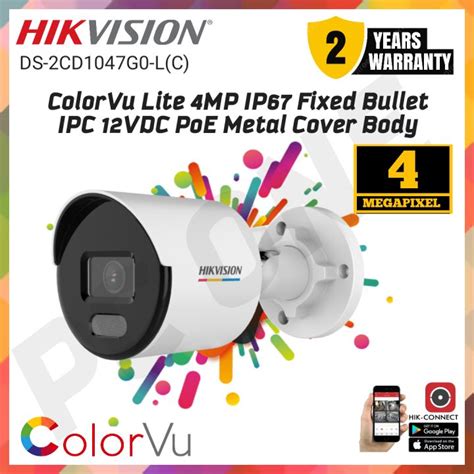 Ds 2cd1047g0 L C Hikvision Colorvu Lite 4mp Ip67 Fixed Bullet Ipc