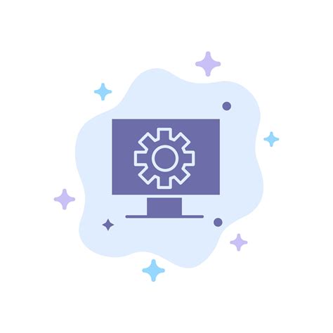 Computer Hardware Setting Gear Blue Icon On Abstract Cloud Background