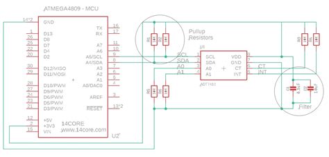 Wiring The 16 Bit Adt7410 High Accuracy Digital I2c Temperature Sensor
