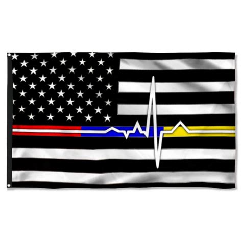 First Responder Thin Red Blue Gold Line Police Fire And Dispatch Flag