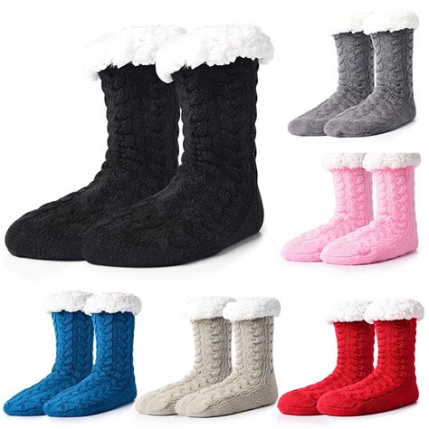 Women Slipper Socks Fuzzy Fluffy Cozy Cabin Winter Fleece Soft Warm
