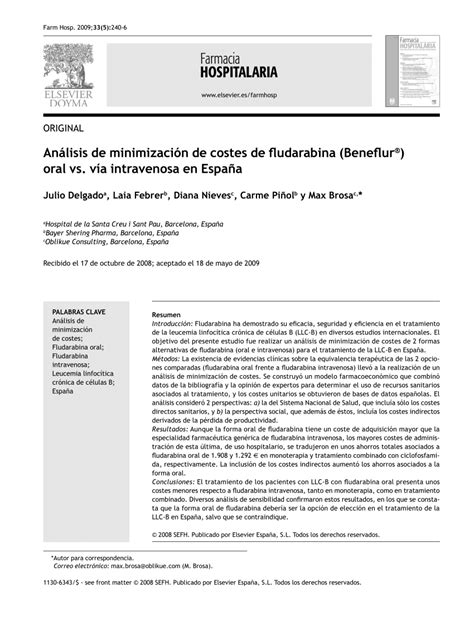 Pdf Cost Reduction Analysis For Oral Versus Intravenous Fludarabine