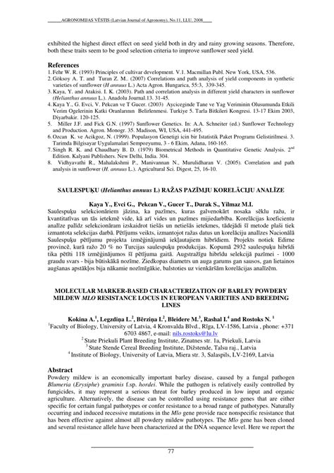 Pdf Molecular Marker Based Characterization Of Barley Powdery Mildew Mlo Resistance Locus In