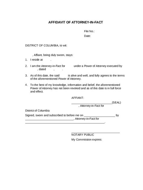 AFFIDAVIT OF ATTORNEY IN FACT Doc Template PdfFiller