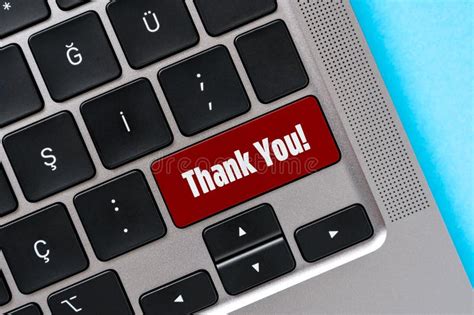 Top View Of Thank You Text On Red Button On Laptop Keyboard Stock Image