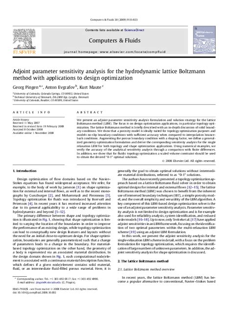 Pdf Adjoint Parameter Sensitivity Analysis For The Hydrodynamic