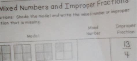 Solved Mixed Numbers And Improper Fractions Ctions Shade The Model