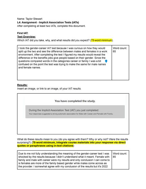 Implicit Association Test First Iat Test Overview Which Iat Did You