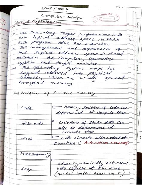 compiler design unit 4 notes pdf