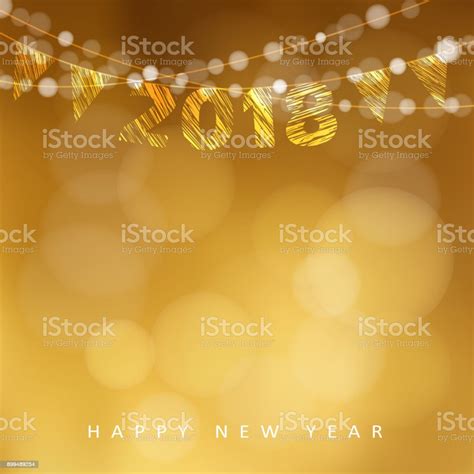 새 해 복 많이 인사말 카드 2018와 화려한 조명 현대적인 벡터 일러스트 배경 1월에 대한 스톡 벡터 아트 및 기타 이미지 1월 2018년 개념 Istock