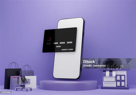 3d 일러스트레이션 스마트폰온라인 은행 및 매장에서 쇼핑하기 위해 신용카드 사용 신용 카드에 대한 스톡 사진 및 기타 이미지 신용 카드 스마트폰 3차원 형태 Istock