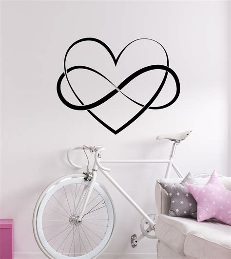 Vinyl Wall Decal Forever Heart Infinity Symbol Love Romance Decor Stic