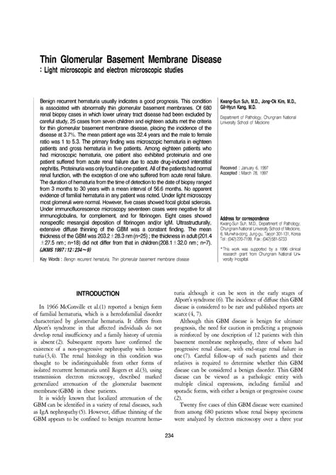 Pdf [thin Glomerular Basement Membrane Disease]