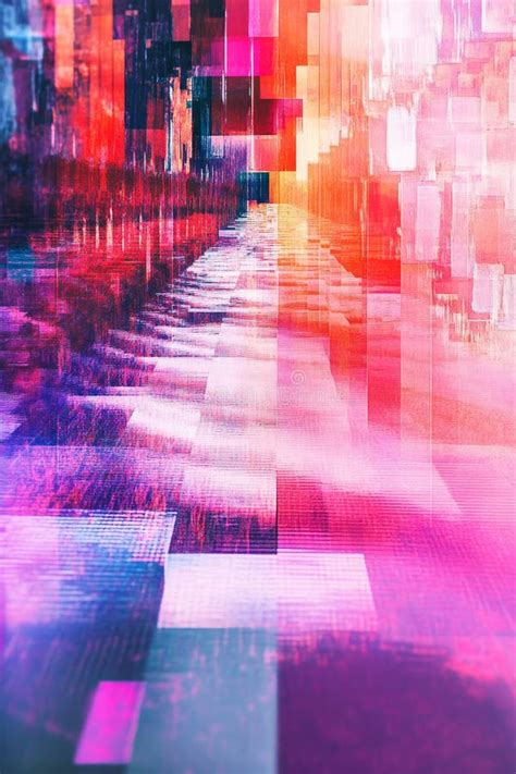 Abstract Digital Art With Vibrant Colors And Geometric Patterns Stock