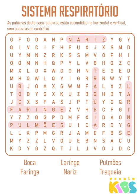 Planilha De Sistema Respiratorio Para Criancas