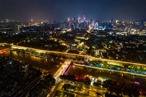 江苏南京中华门夜景灯光航拍摄影图 包图企业站