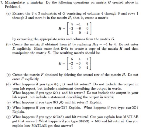 Solved Manipulate A Matrix Do The Following Operations Chegg