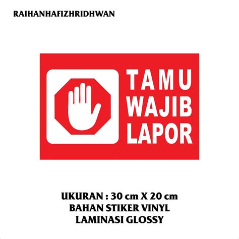 Jual Stiker Vinyl Tamu Wajib Lapor Shopee Indonesia