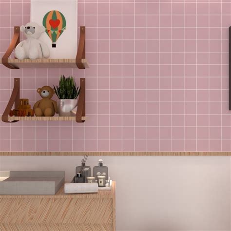 Papel De Parede Adesivo Quadriculado Riscado Rose