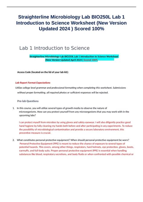 straighterline microbiology lab bio250l lab 1 introduction to science