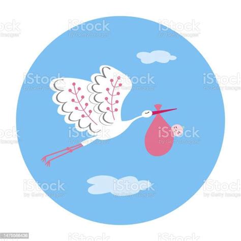 귀여운 만화 황새와 아기 갓 태어난 아기와 함께 날아다니는 새의 그림 인사말 카드 어린이 파티 초대장 배너에 대 한 디자인 서식