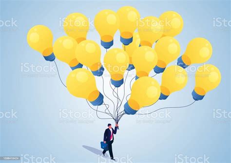 혁신적인 아이디어와 아이디어 사업가는 밝은 전구 창조적 인 개념의 큰 그룹을 보유하고 아이디어에 대한 스톡 벡터 아트 및 기타 이미지 아이디어 개념 개체 그룹