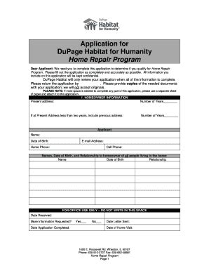 Fillable Online Dupagehabitat Application For DuPage Habitat For