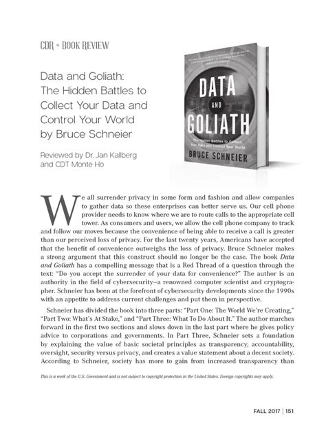 Data And Goliath Book Review Kallberg Ho Pdf Privacy