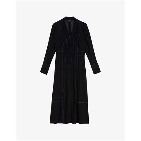 Ted Baker Claiirr Scallop Trim Woven Midi Dress In Black Lyst