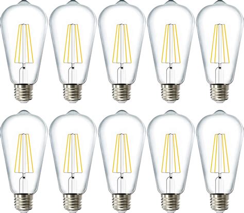Brandclub Sunco 10 Pack Edison Bulbs Led St64 Clear Vintage Filament