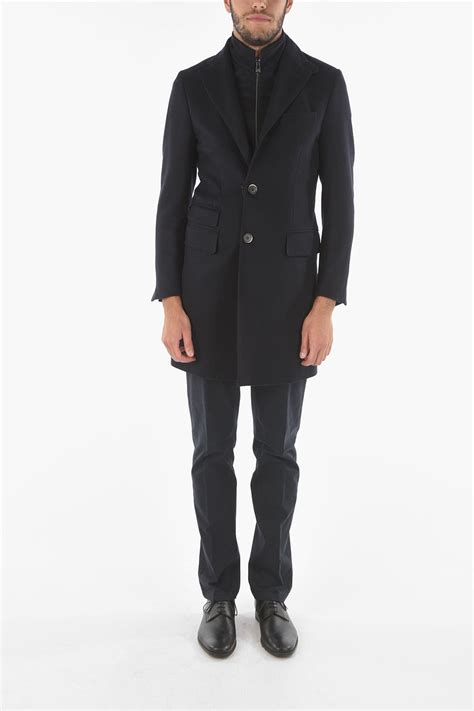 Corneliani Id Virgin Wool Coat With Removable Chest Piece Men Glamood