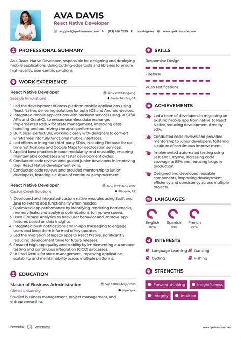 10 React Native Developer Resume Samples And Templates For 2025 10 React Native Developer Resume Samples And Templates For 2025