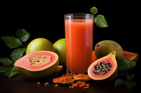 Premium Photo Papaya And Guava Tropical Sip Homemade Fruit Juice