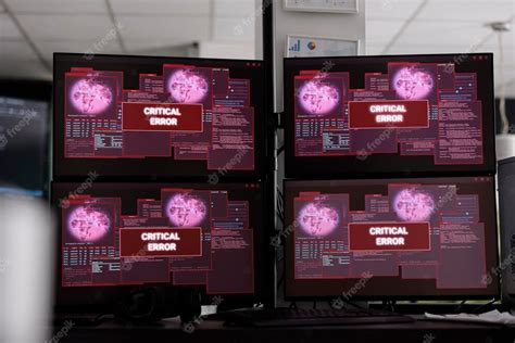 Premium Photo Computers Displays Having Critical Error Message
