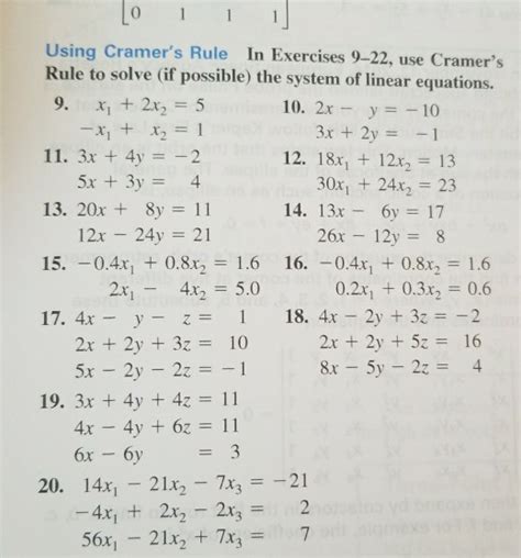 Solved Using Cramer S Rule In Exercises 9 22 Use Cramer S Chegg
