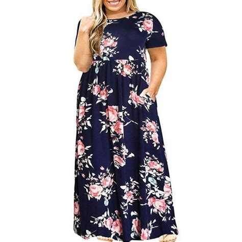 Leesechin Women Plus Size Clearance Fall Dresses For Women Round Neck