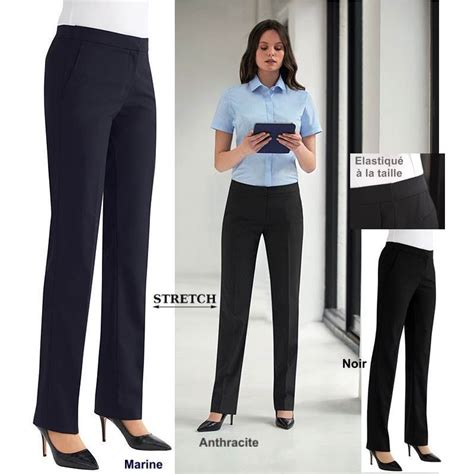 Pantalon Femme Elastiqué à La Taille Tissu Stretch Confortable Et