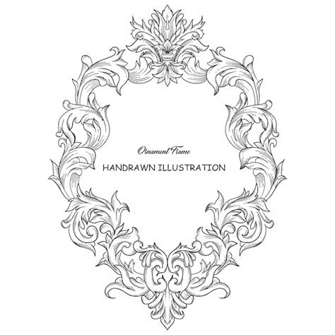 Premium Vector Vector Vintage Ornament Frame Monogram Frame Swirl Hand Drawn Illustration