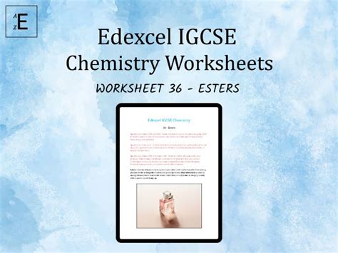 Edexcel Igcse Chemistry Worksheet 36 Esters Teaching Resources