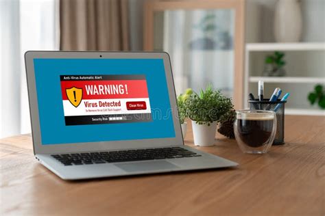 Virus Warning Alert On Computer Screen Detected Modish Cyber Threat
